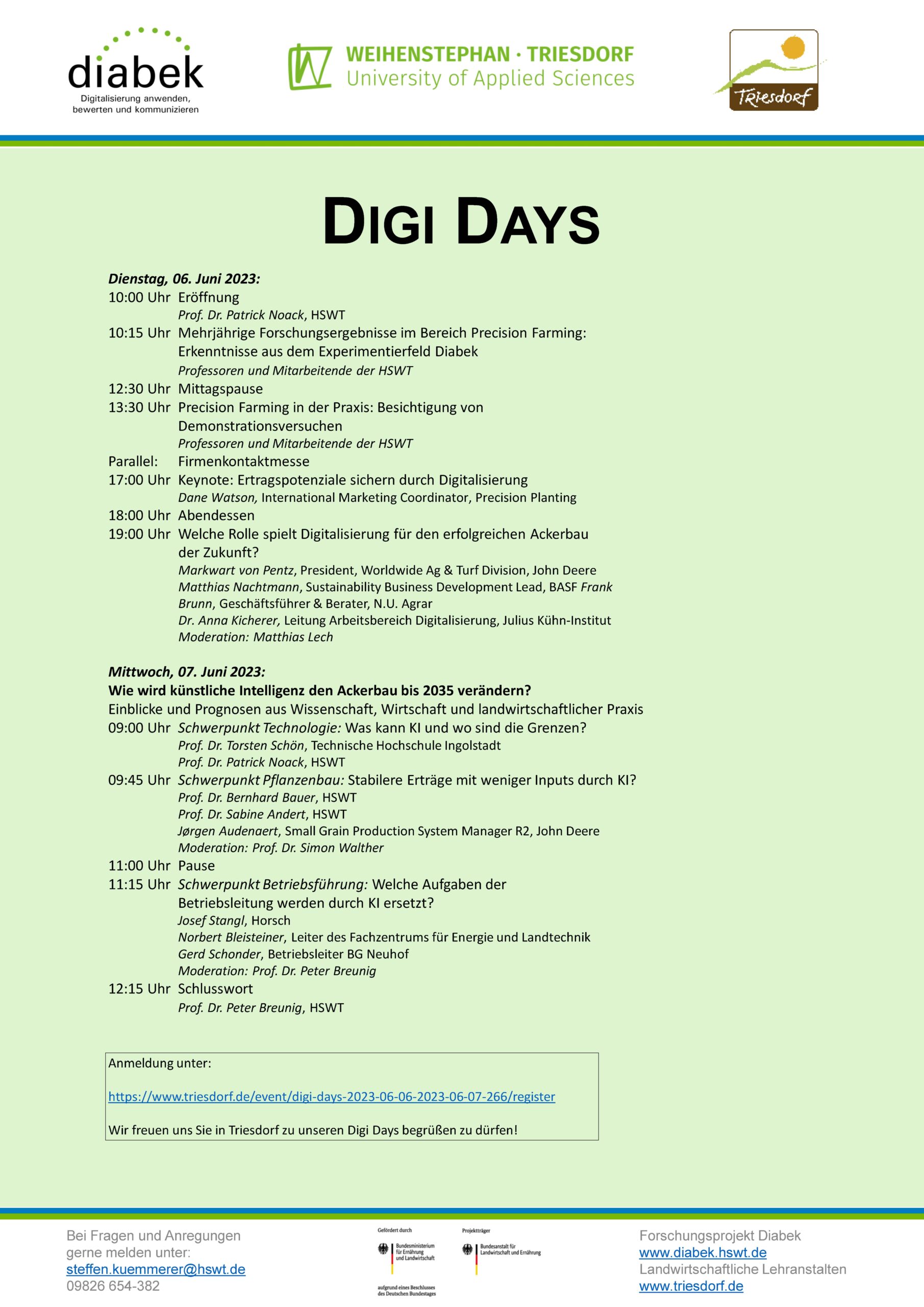 Herzliche Einladung zu unseren 1. DIGI DAYS in Triesdorf - Biomasse-Institut Triesdorf-Ansbach